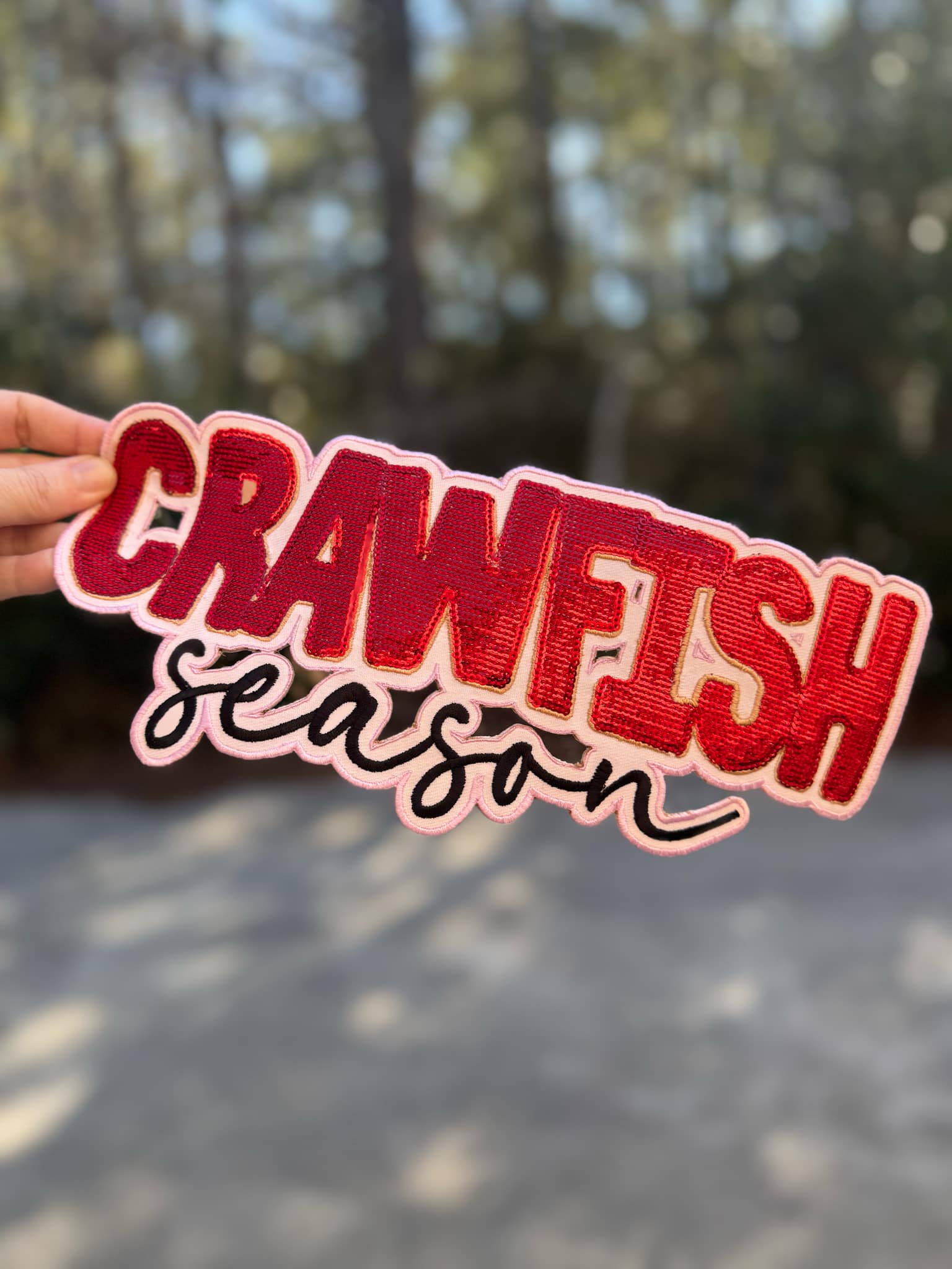 11" Crawfish Season Sequin Patch – Cajun Transfers